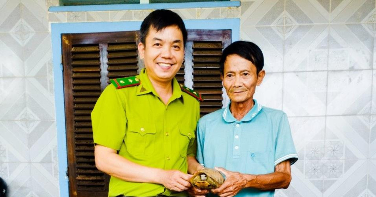 Giao nộp Rùa núi vàng quý hiếm để thả về môi trường tự nhiên